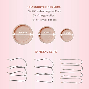 Conair Instant Heat Compact Hot Rollers for Long, Medium, and All Hair - Hair Curler - Hair Roller Clips Included - 1 1/4-inch, 1-inch, and 3/4-inch Rollers