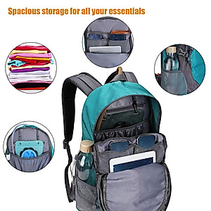 G4Free 35L Hiking Backpack Water Resistant Outdoor Sports Travel Daypack Lightweight with Rain Cover for Women Men (Peacock Green)