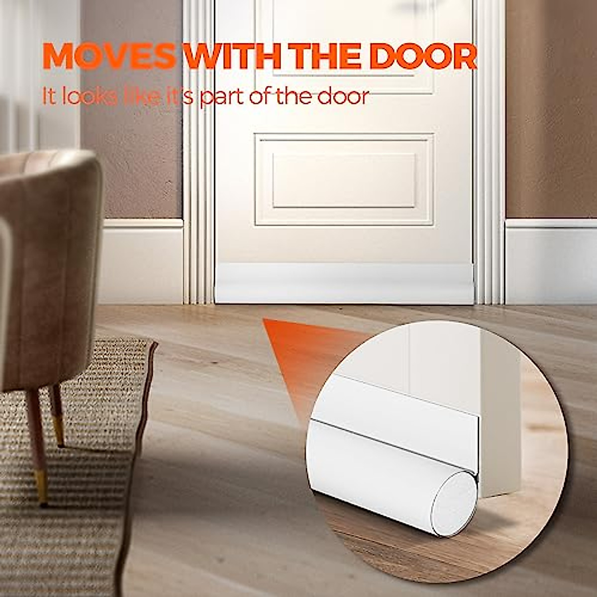 Holikme Door Draft Stopper Weather Stripping, Door Sweep,Adjustable Under Door Draft Blocker, Insulator, Suitable for Interior／Exterior Doors, 36” Length (White)