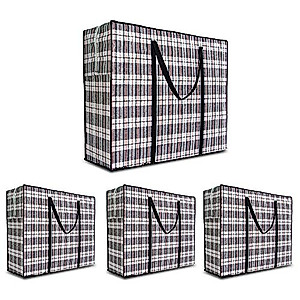Heavy Duty Extra Large Moving Bags, 168L Jumbo Organizer Storage Bags With Durable Zipper, Water Resistant Totes, Carrying Bag, Camping Bag for Clothes, Bedding, Comforter, Pillow, Moving(Set of 4)