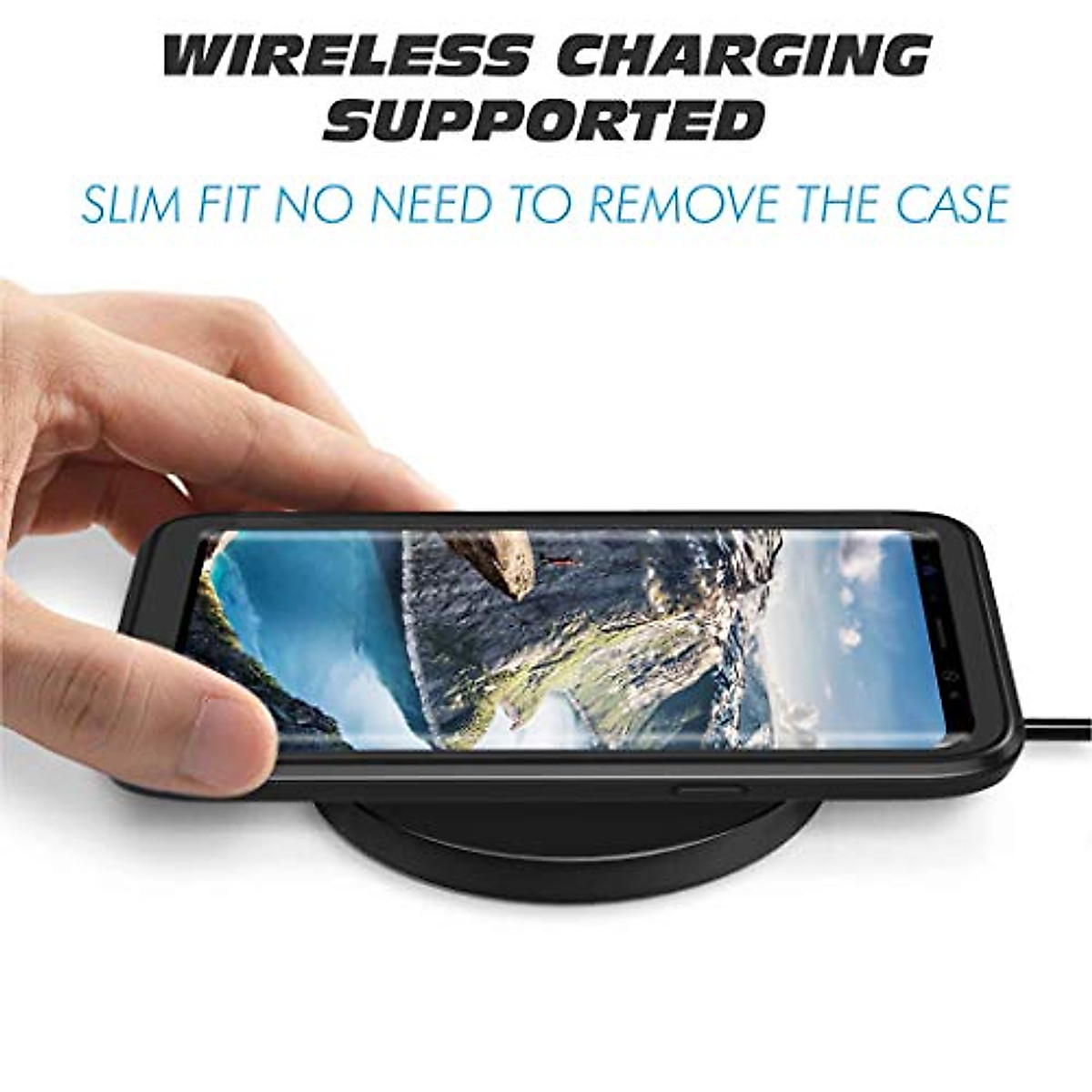 Pakoyi Samsung Galaxy S8 Plus Case, Full Body Bumper Case Built-in Screen Protector Slim Clear Shock-Absorbing Dustproof Lightweight Cover Case for Samsung Galaxy S8 Plus (Black/Clear)