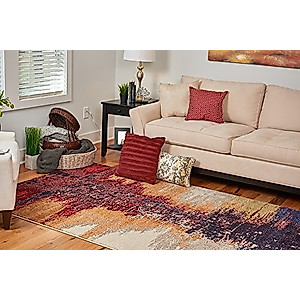 Unique Loom Estrella Collection Abstract, Rustic, Modern, Gradient, Distressed Area Rug, 5' 1" x 8' 0", Pink/Navy Blue