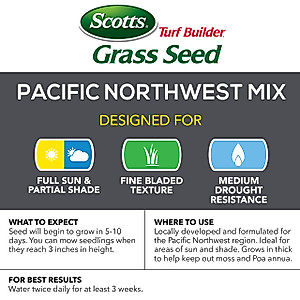 Scotts Turf Builder Grass Seed Pacific Northwest Mix, Crafted to Withstand Wet Winters and Hot Summers, 20 lbs.