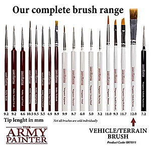 The Army Painter Wargamer: Vehicle & Terrain Scenery - Wargamer Brush Set with Synthetic Nylon Hair - Large Basecoat Brush for Wargames, Terrain Paint Brush for Miniature Painting & Drybrushing