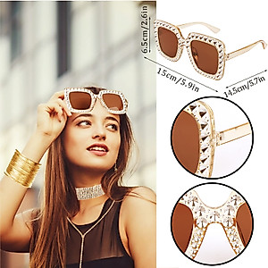 Beupy 7 Pcs Gold Disco Set 1970s Disco Accessories Disco Set Square Sparkling Sunglasses Wire Metal Coil Bracelets Glitter layered necklace Metal Mesh Grid Tassel Dangle Earrings Sequin Headband