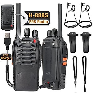 Walkie Talkies for Adults - Baofeng Long Range Walky Talky FRS Walkie Talkie Rechargeable Two Way Radio USB Charger- 16 Channels-Flashlight - Earpiece - Rechargeable Li-ion Battery(Include) - 2 Pack