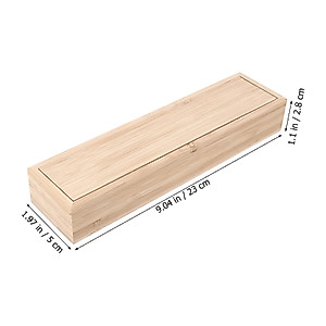 FELTECHELECTR 1pc Box Bamboo Rectangular Meal Silverware Organizer with Lid Camping Cutlery Organizer Expandable Cutlery Tray Travel Cutlery Bamboo Tableware Holder Work - Wooden Brush