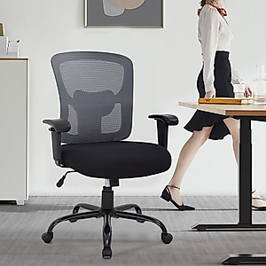 Big and Tall Office Chair 400lbs Desk Chair Mesh Computer Chair with Lumbar Support Wide Seat Adjust Arms Rolling Swivel High Back Task Executive Ergonomic Chair for Home Office (Grey)