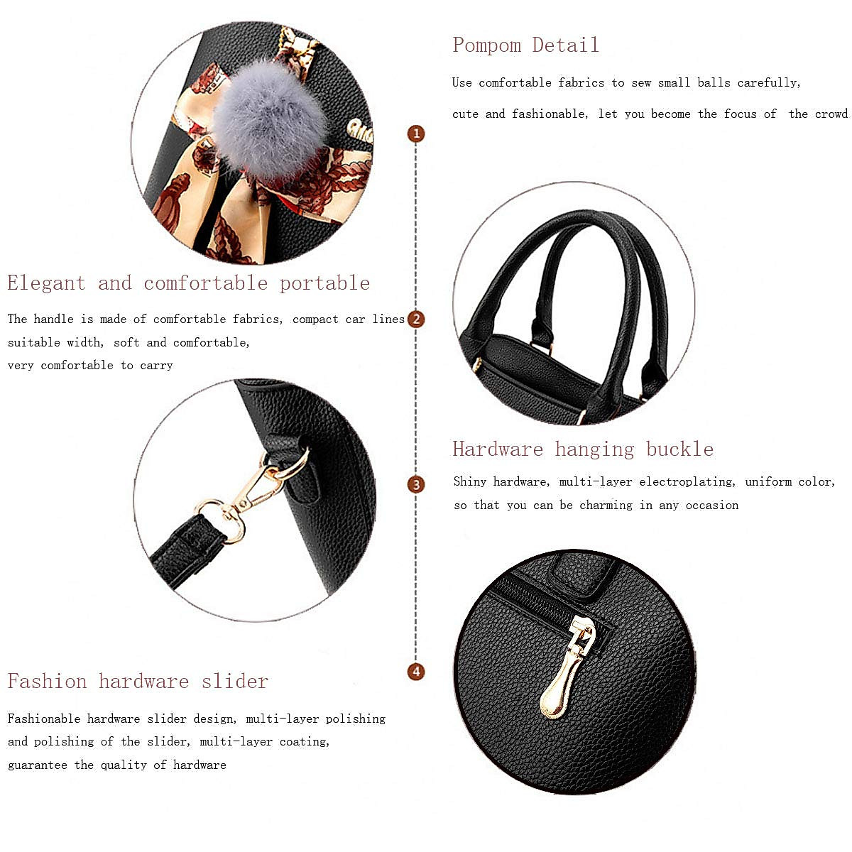 YOUNXSL Satchel Purses and Handbags for Women Shoulder Tote Bags Wallets Top-handle Crossbody Bags Grey