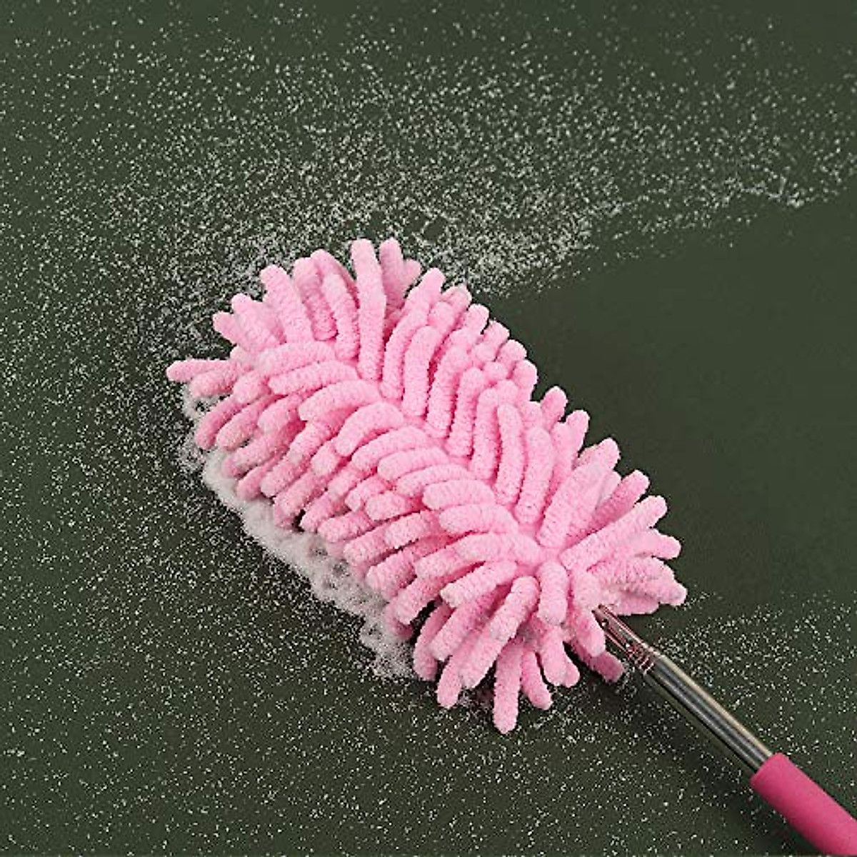 TIMIVO Microfiber Duster for Cleaning, Dusters with Telescoping Extension Pole, Extendable Washable Mini Dusters for Cleaning Car, Window, Furniture, Office (Pink Purple Rose red)