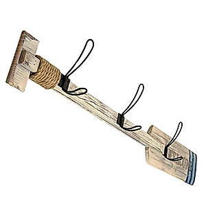 Beach Themed Home Decor Large Wooden Welcome Oar Paddle with Three Coat Hooks, 43 Inches