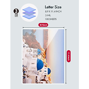 SINOPUREN Thermal Laminating Pouches, 3mil Laminating Sheets, 8.9x11.4 Inches, 100pack, Letter Size, HeatSeal, Clear