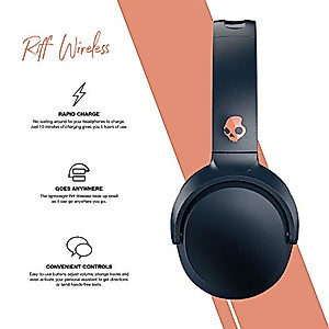 Skullcandy Riff On-Ear Wireless Headphones, 34 Hr Battery, Microphone, Works with iPhone Android and Bluetooth Devices - Blue/Sunset