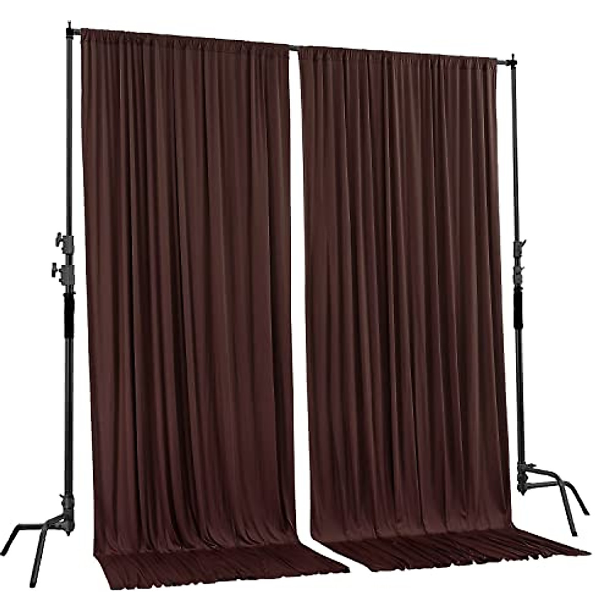 AK TRADING CO. 10 feet x 10 feet Brown Polyester Backdrop Drapes Curtains Panels with Rod Pockets - Wedding Ceremony Party Home Window Decorations
