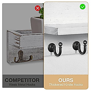 rorecay Key Holder for Wall Decorative: Easy Install Farmhouse Key Hanger Mail Organizer Wall Mount, Wood Keyholder Mail Holder with Shelf for House Entryway Decor, White