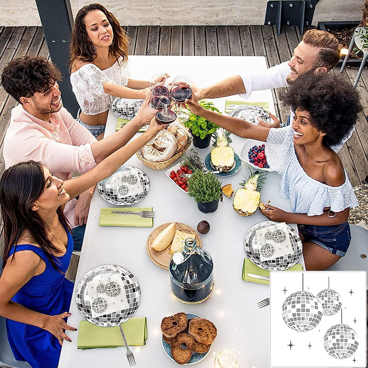 20Sheet Disco Napkins Disco Ball Napkins 70s Disco Party Supplies Disco Cocktail Napkins 70s Disco Party Napkins Disposable Silver Paper Napkins for Disco Bachelorette Birthday Dance Party Decorations