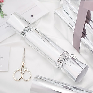 Flyhill Silver Wrapping Paper-17inch*32.8ft（46.8 sq.ft.-Metallic Solid Color with Mirror Finish Gift Wrap for Birthday,Wedding,Bridal Shower,Mothers Day