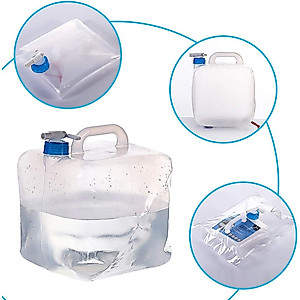 OMYOPY 2 Pack Collapsible Camping Water Container Carrier with Spigot, 5.3 Gallon Portable Foldable Water Storage Cube Jug Canteen Tank for Outdoor Sports Camping Hiking Emergency