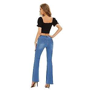 DECIVI Women Bootcut Flare Jeans Mid Rise Stretchy Curvy Bell Bottom Denim Pants
