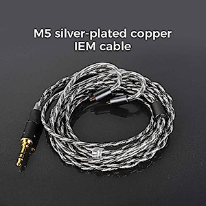 Letshuoer M5 in Ear Earphone Cable of S12 in Ear Monitor Silver-Plated Monocrystalline Copper IEM Cable 0.78mm 2Pin Connector (3.5mm Plug)