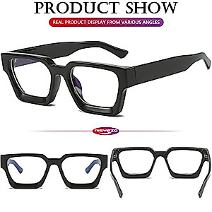 AIEYEZO Square Thick Frame Glasses for Women Men Fashion Blue Light Glasses Trendy Chic Computer Eyeglasses (Black)