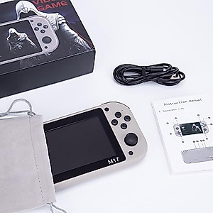 M17 Handheld Retro Game Console 64G with 20000+ Games, Cortex-A7 1.2GHz, 4.3-inch IPS Screen Portable Arcade Rechargeable Games Emulators for Kids and Adults (Silver)