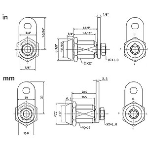 FJM Security 2400AL-KA Tubular Cam Lock with 1-1/8" Cylinder and Chrome Finish, Keyed Alike