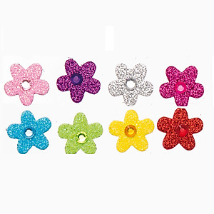 Baker Ross AW242 Flower Gem Foam Stickers - Pack of 80, Self Adhesives, Perfect for Children to Decorate Collages and Crafts, Ideal for Schools, Craft Groups, Party Crafting, Home
