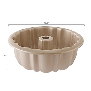Berghoff Balance Nonstick Fluted/Bundt/Tube Cake Pan 10.25" x 10.25" x 4", Lightweight Carbon Steel, Ferno-Green, Non-toxic Coating Bakeware, Quick Release, Oven Safe Up To 450°F