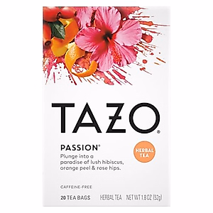 TAZO Iced Tea Bags, Passion Herbal Tea, Caffeine Free, 20 Tea Bags (Pack of 6)