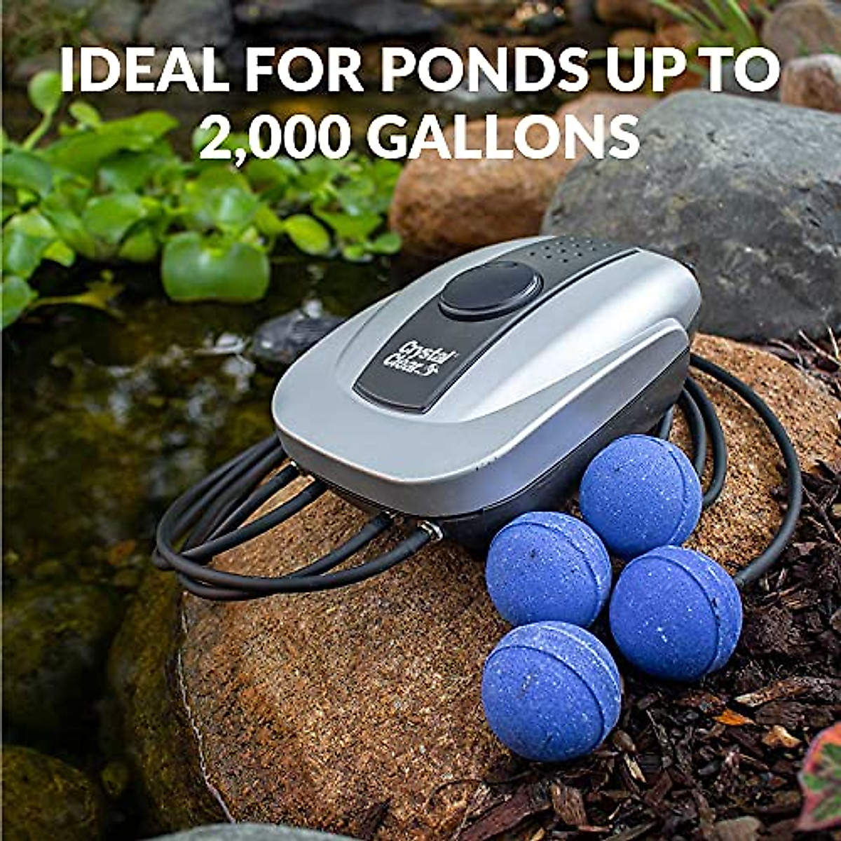CrystalClear PondAir 4, Aeration Kit for Water Gardens & Koi Fish Ponds up to 2,000 Gallons, Quiet & Energy Efficient, Made for Year-Round Use to Maintain Clean & Clear Water