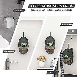 LONGD 8 Pack Hat Racks for Baseball Caps, Hat Organizer for Baseball Cap, Hat Holder Storage Organizer, Hat Hanger Strong Adhesive/Wall Drilled for Door,Bedroom,Closet Black