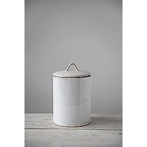 Creative Co-Op Stoneware Food Storage Container with Reactive Glaze Canister, White