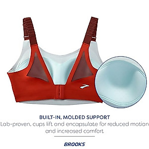 Brooks Women's Scoopback 2.0 Sports Bra for High Impact Running, Workouts & Sports with Maximum Support - Copper/Run Raisin/Ice Blue - 40 C/D