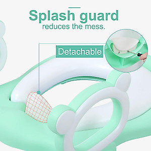 GrowthPic Potty Training Seat, Toddler Toilet Seat, Potty Chair with Splash Guard for Kids, Anti-skid, Soft Cushion, Potty Ladder, Green