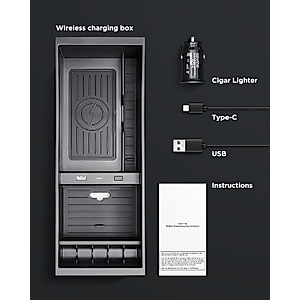 CarQiWireless Wireless Charger for F150 2009-2023 2024, Center Console Organizer Box for Ford F150 Accessories F-150 2009 2010 2011 2012 2013 2014 2015 2016 2017 2018 2019 2020 2021 2022 2023 2024