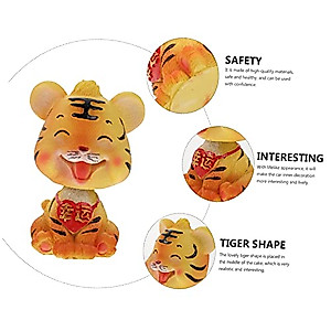 Amosfun 1pc Bobble Head Tiger Ornament Car Toy Digital Instrument Cluster Yellow Decor Nodding Head Toys Figurine Decor Little Auto Ornament Car Tiger Decorations Home Animal Decoration