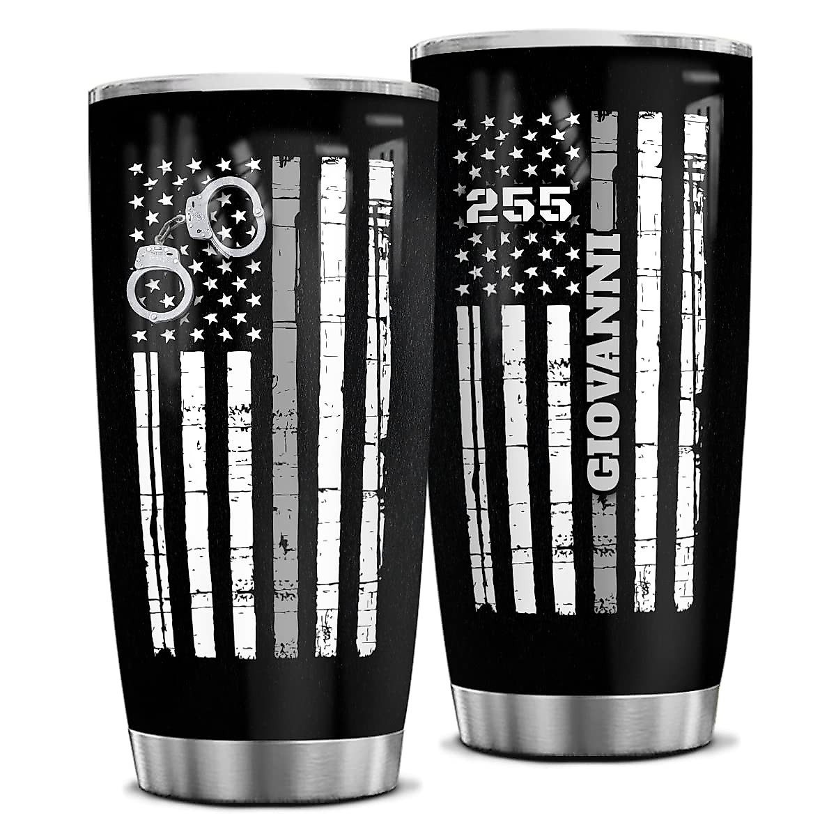 Wassmin Personalized Correctional Officer Gifts For Men Women Correction American Flag Tumbler 20oz 30oz Insulated Coffee Travel Mug Cup Birthday Appreciation