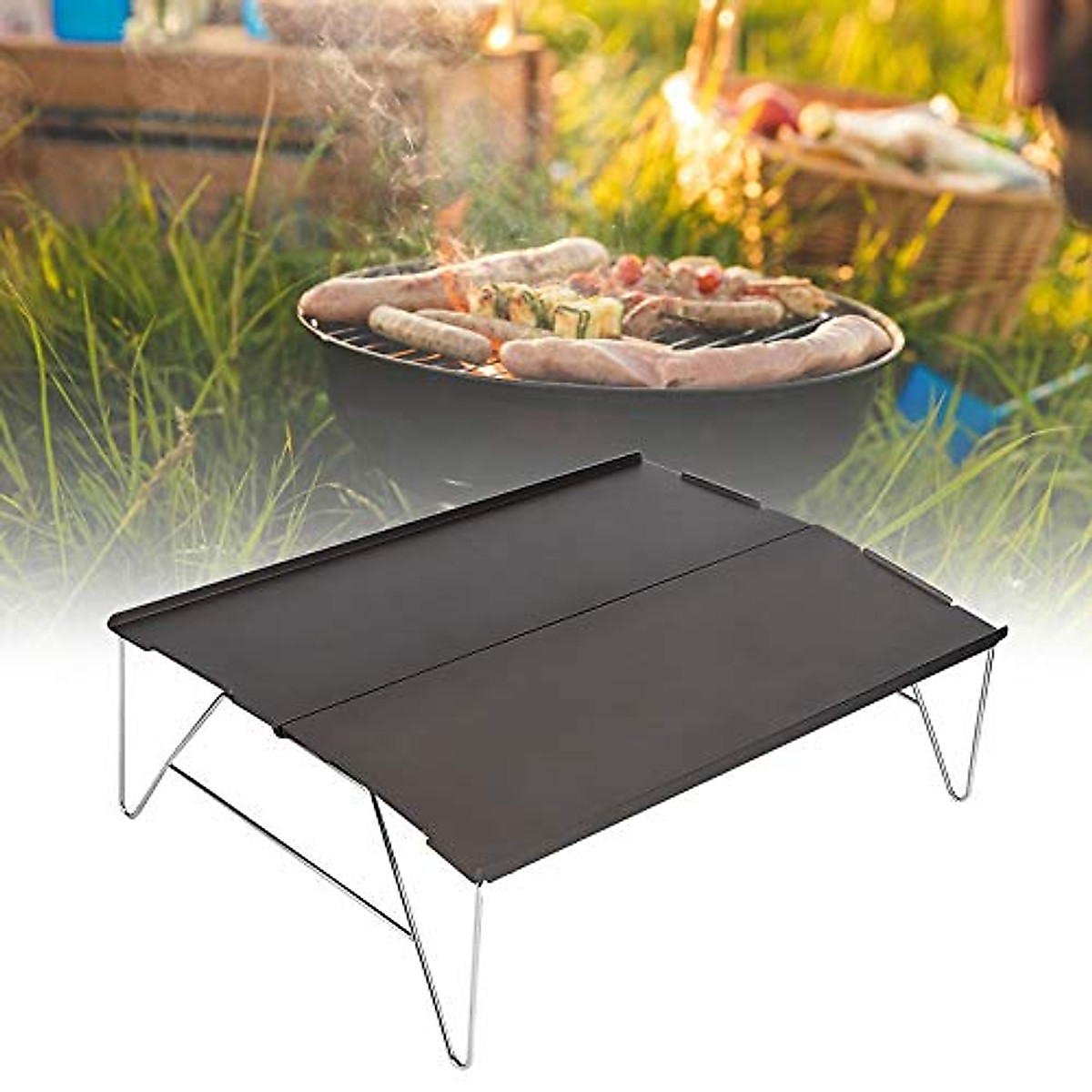 FECAMOS Hiking Table, Aluminium Alloy Picnic Table Portable for Hiking for BBQ for Families