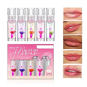 Corleone Hydrating Lip Glow Oil Set, Lip Oil Gloss Moisturizing Nourishing Shiny No-Sticky Transparent Plumping Lip Balm Oil Repairing Lightening Lip Line