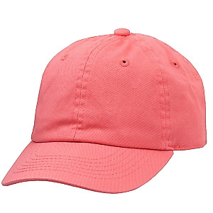 Falari Kids Boy Girl Baseball Cap Hat Washed Low Profile 100% Cotton Soft Lightweight Adjustable Size (2-5 Years, Coral)