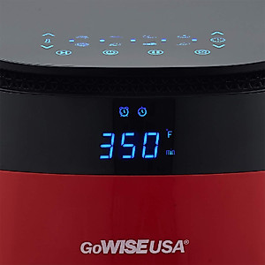 GoWISE USA GW22826-S 5-Quart Air Fryer with 8 Cooking Presets and Duo Display + 100 Recipes, 5.0-Qt, Red