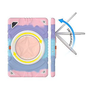 XZC for Samsung Galaxy Tab A8 Case 10.5'' 2022 (SM-X200/X205/X207) Heavy Duty Shockproof Rugged Cover with Rotating Stand/Pencil Holder/Carrying Shoulder Strap (Pink)