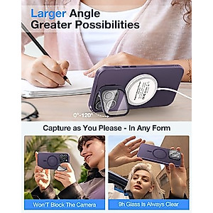 Facbiny for iPhone 14 Pro Max Case with Stand, Compatible with MagSafe, Full Camera Cover Protection with 9H HD Tempered Glass, Military-Grade Protection, Magnetic Kickstand Phone Case, Purple