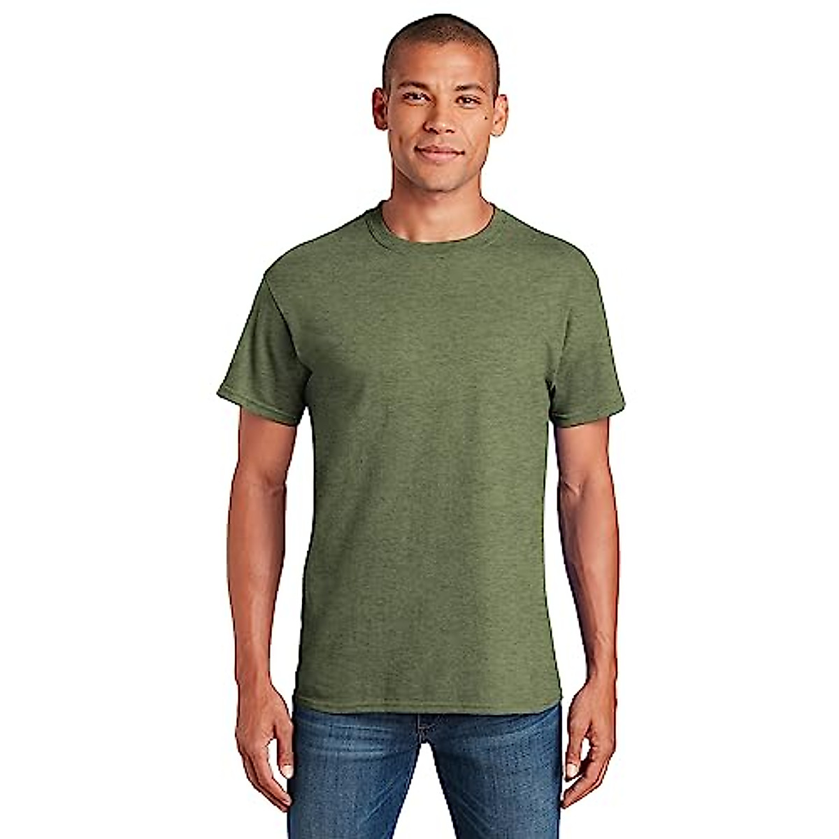 Gildan Adult Softstyle Cotton T-Shirt, Style G64000, Multipack, Heather Military (2-Pack), X-Large