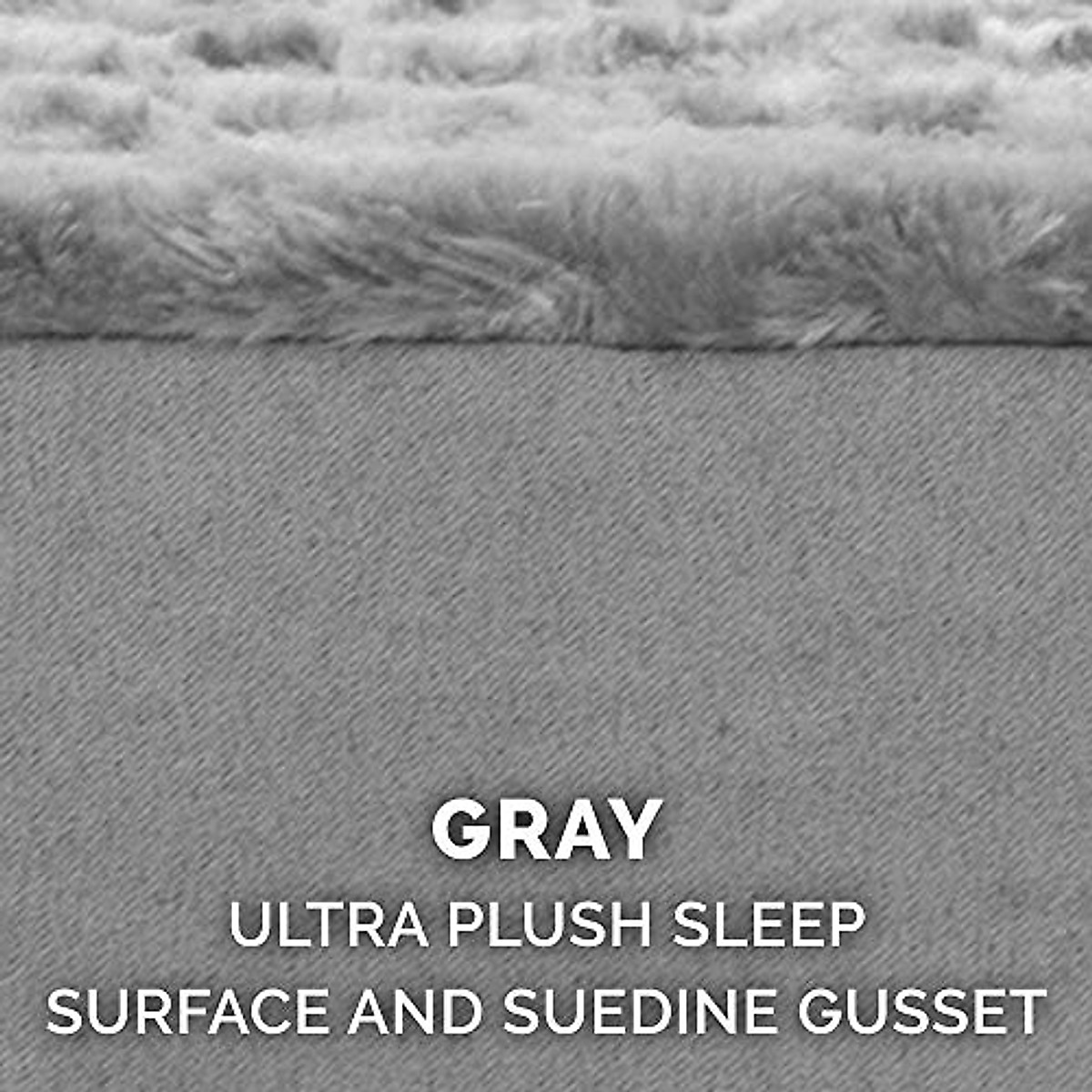 Furhaven Large Pillow Dog Bed Ultra Plush Faux Fur & Suede Mattress w/ Removable Washable Cover - Gray, Large