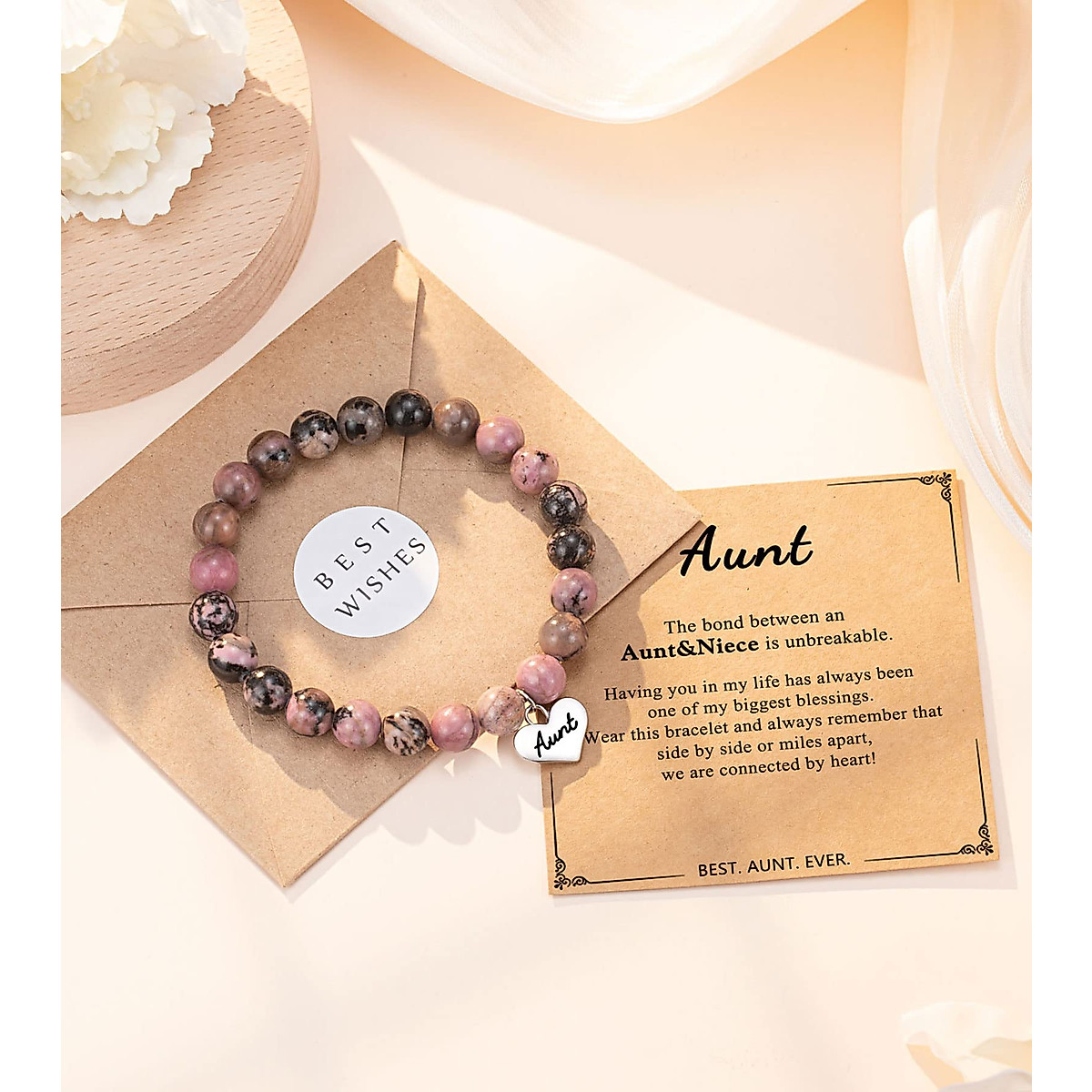 DiRikiss Mothers Day Gifts for Aunt from Niece Best Aunt Ever Gifts Birthday Christmas Valentines' Day Gifts for Aunt Auntie Bracelet