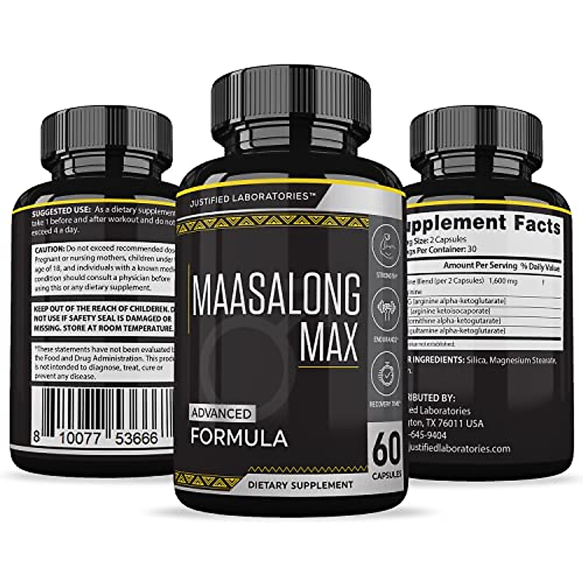 (5 Pack) Maasalong Max 1600MG All Natural Advanced Men's Health Masalong Formula 300 Capsules