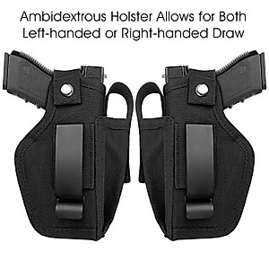 2 Pack Universal Concealed Carry Gun Holster for Women and Men, Inside or Outside The Waistband with Magazine IWB Holsters Right and Left Hand Draw Fits Subcompact Compact Full Size Pistols