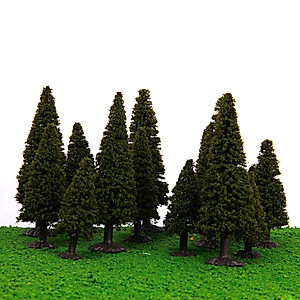 15pcs Green Scenery Landscape Model Cedar Trees with Box
